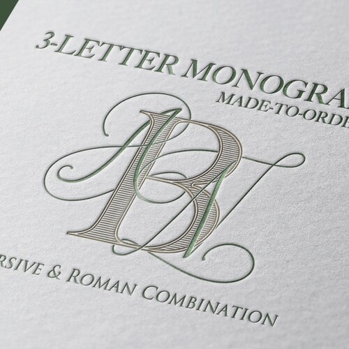 3 Letter Monogram Made-to-order Wedding Logo Stationery - Etsy