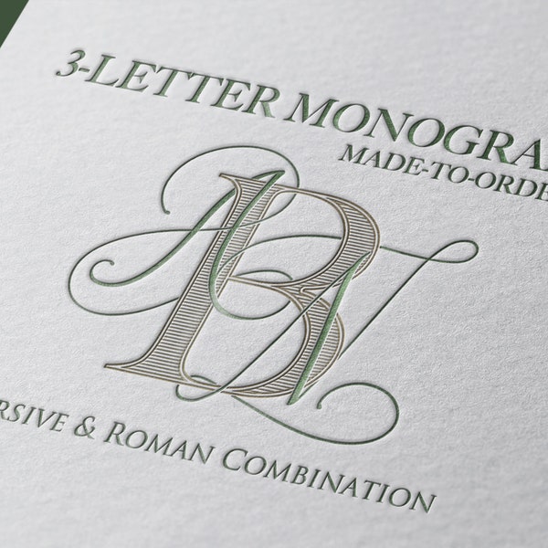 3 Letter Monogram - Etsy