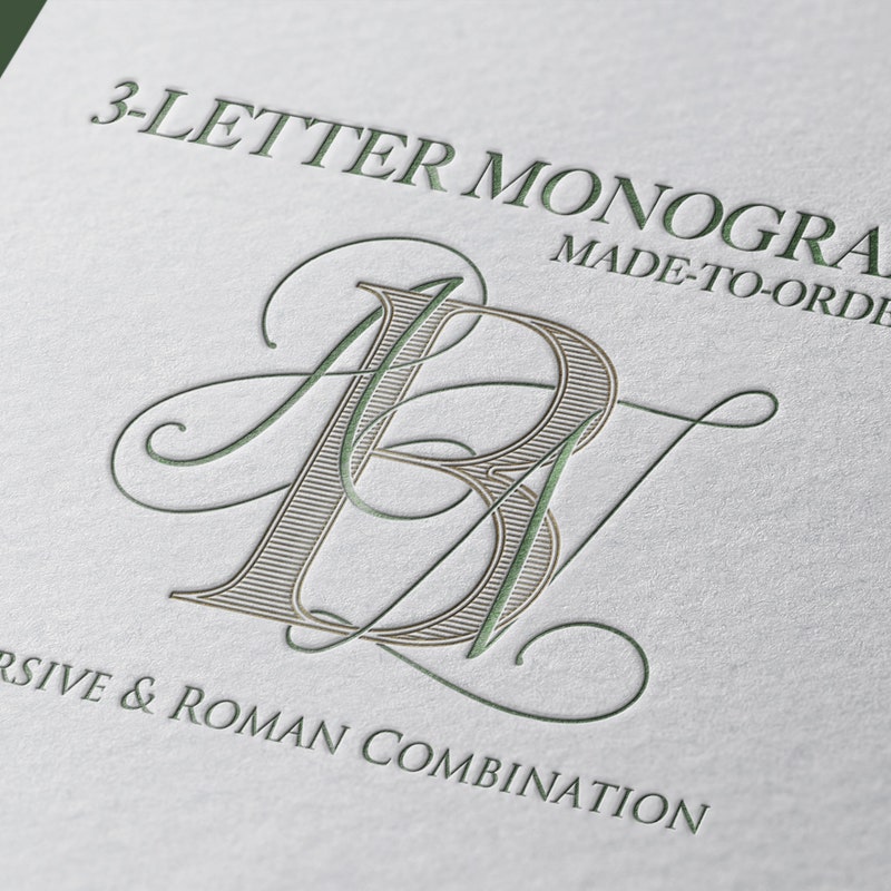 3 Letter Monogram - Etsy