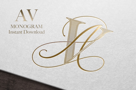 AV Wedding Monogram Digital Download Couples Duogram | Etsy