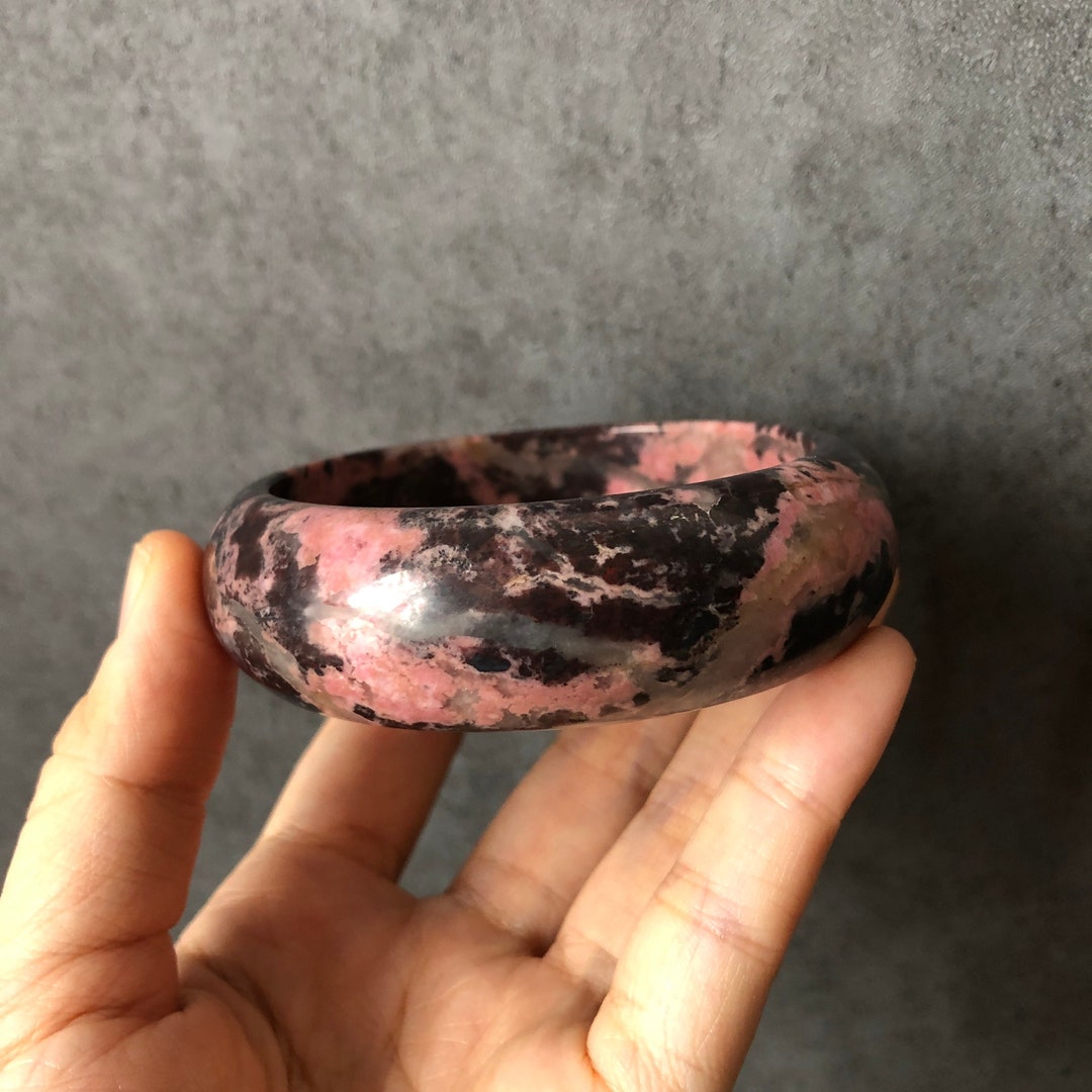 62.4mm High Quality Natural Rhodonite Bangle Dark Goddess Icy Reddish ...