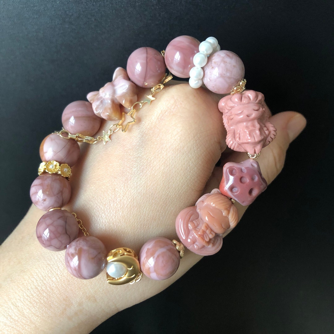 Alashan Agate Sailor Moon & Sailor Mars Handmade Carved Charm Dangler ...