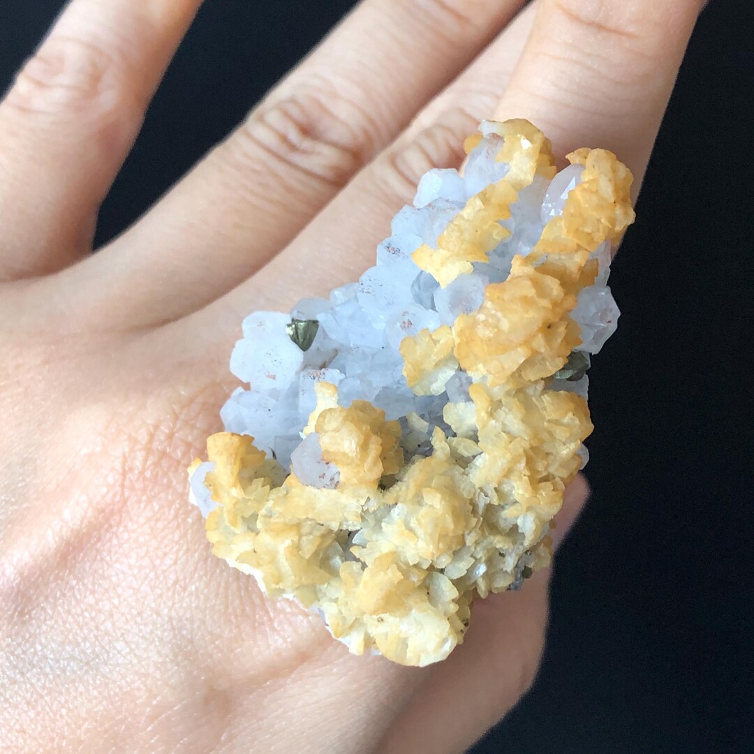 Raw Yellow Dolomite Chalcopyrite Quartz Ring, Huge Raw Stone Ring ...