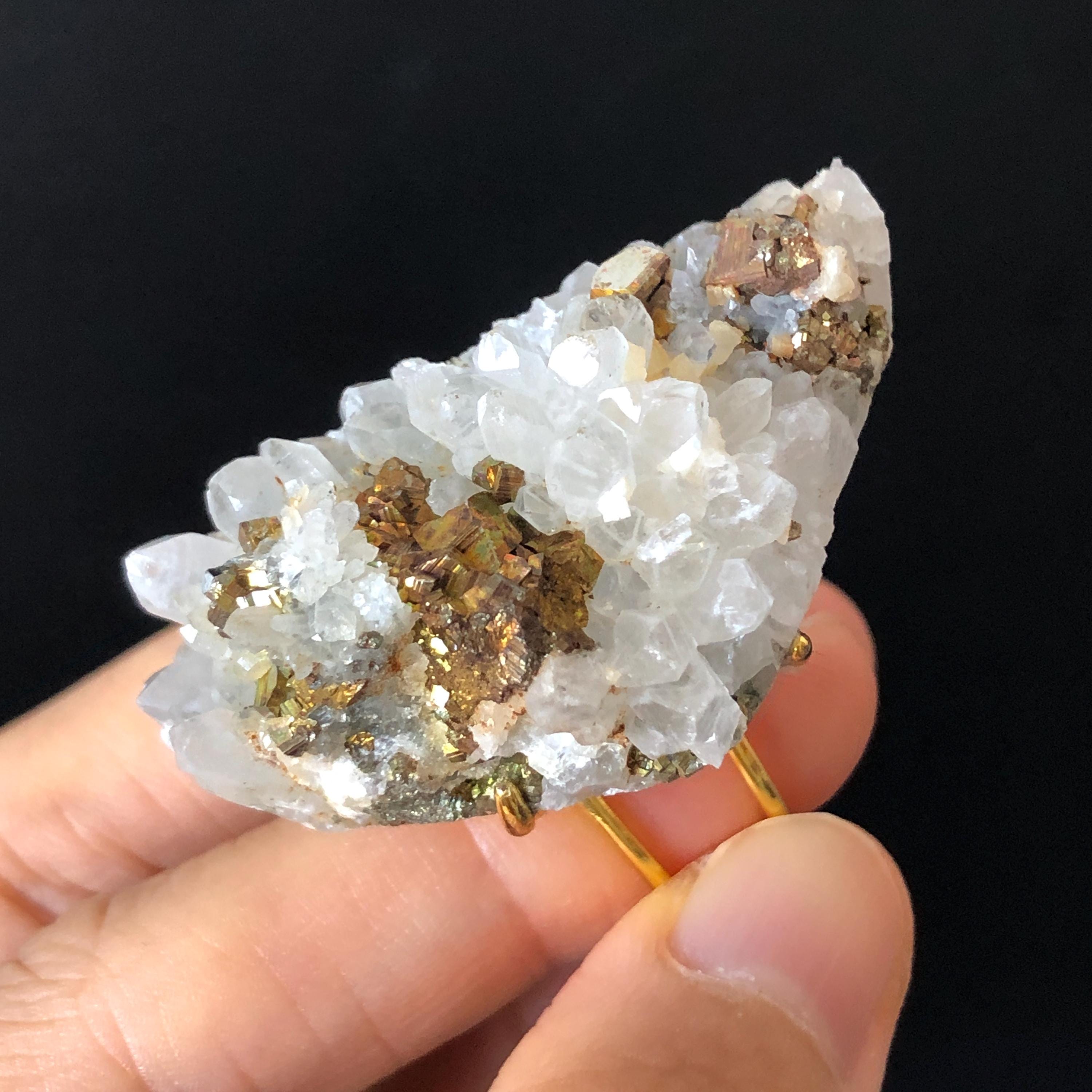 Raw Chalcopyrite and Clear Quartz Crystal Ring | Raw Stone Ring ...