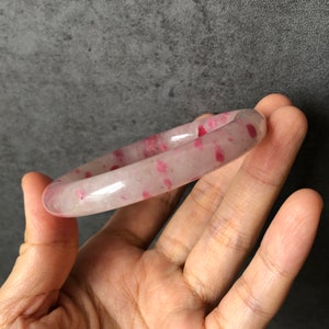 57.1mm Ultra-rare Natural Icy Rhodonite Bangle | Raspberry Yogurt ...