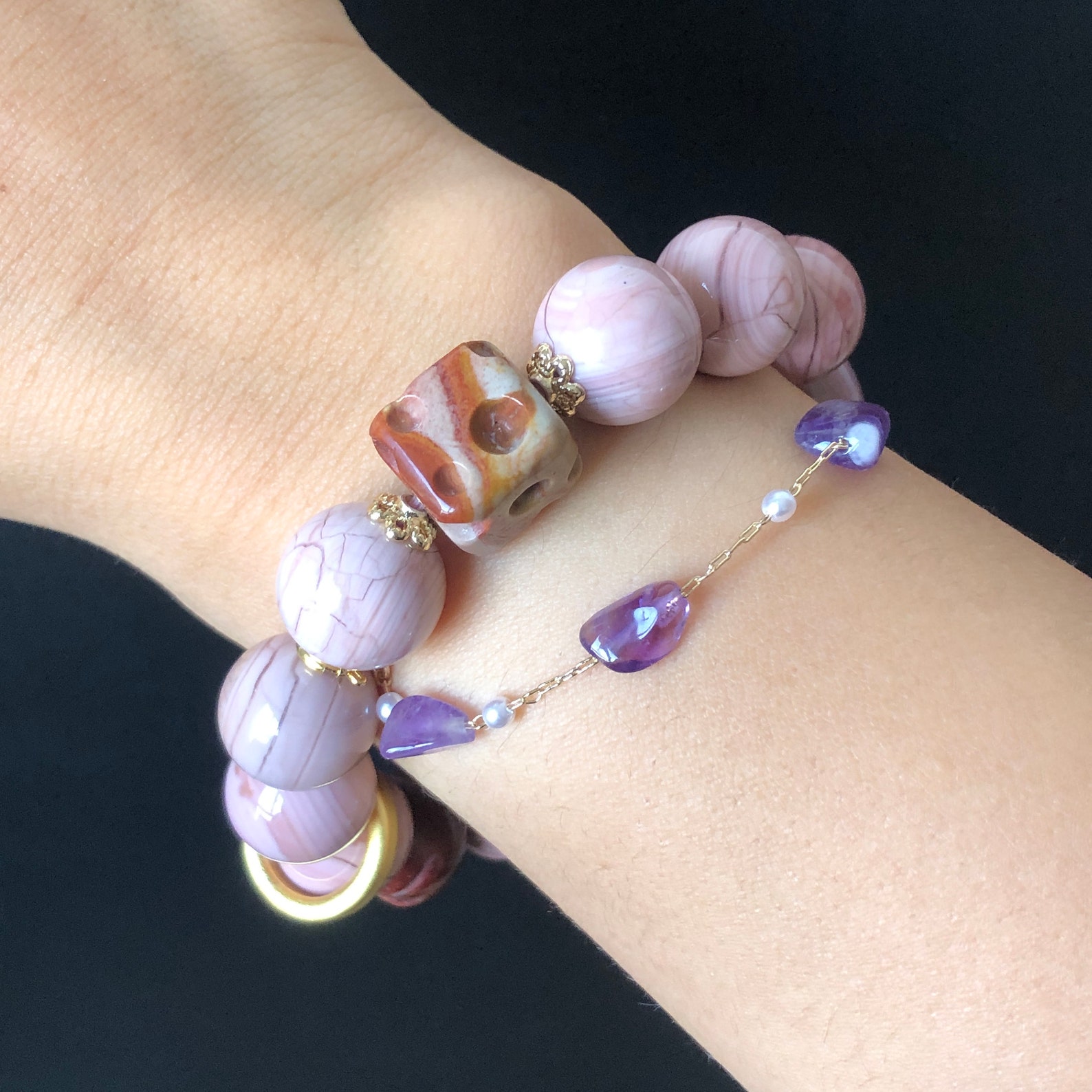 Alashan Agate Bead With Hamster Deer Antlers Charm 2 Way Crystal ...