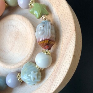 Alashan Agate Mermaid With Star Fish and Seashell Carved Charm Bead ...