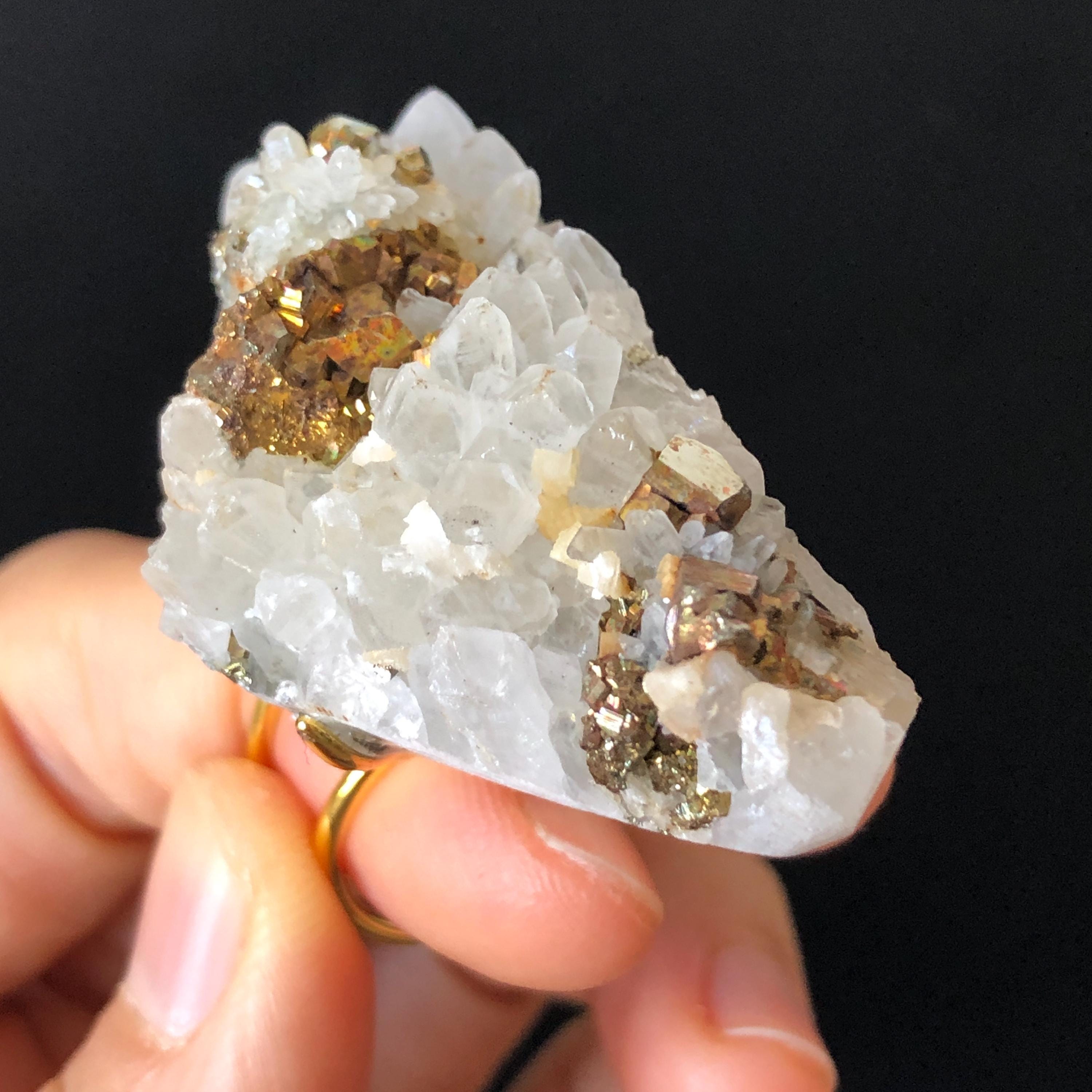 Raw Chalcopyrite and Clear Quartz Crystal Ring | Raw Stone Ring ...