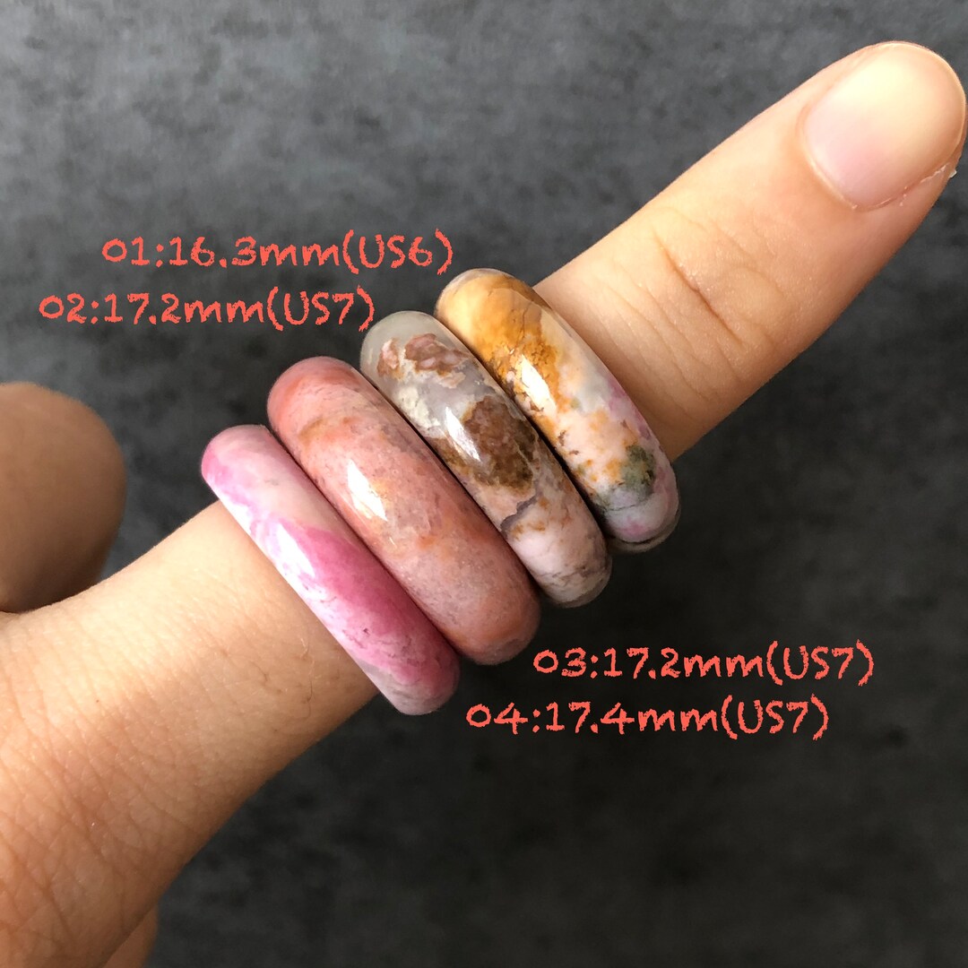 Natural High Quality Rhodonite Ring | Vintage Pink | 16-17mm+ (US 6-7 ...