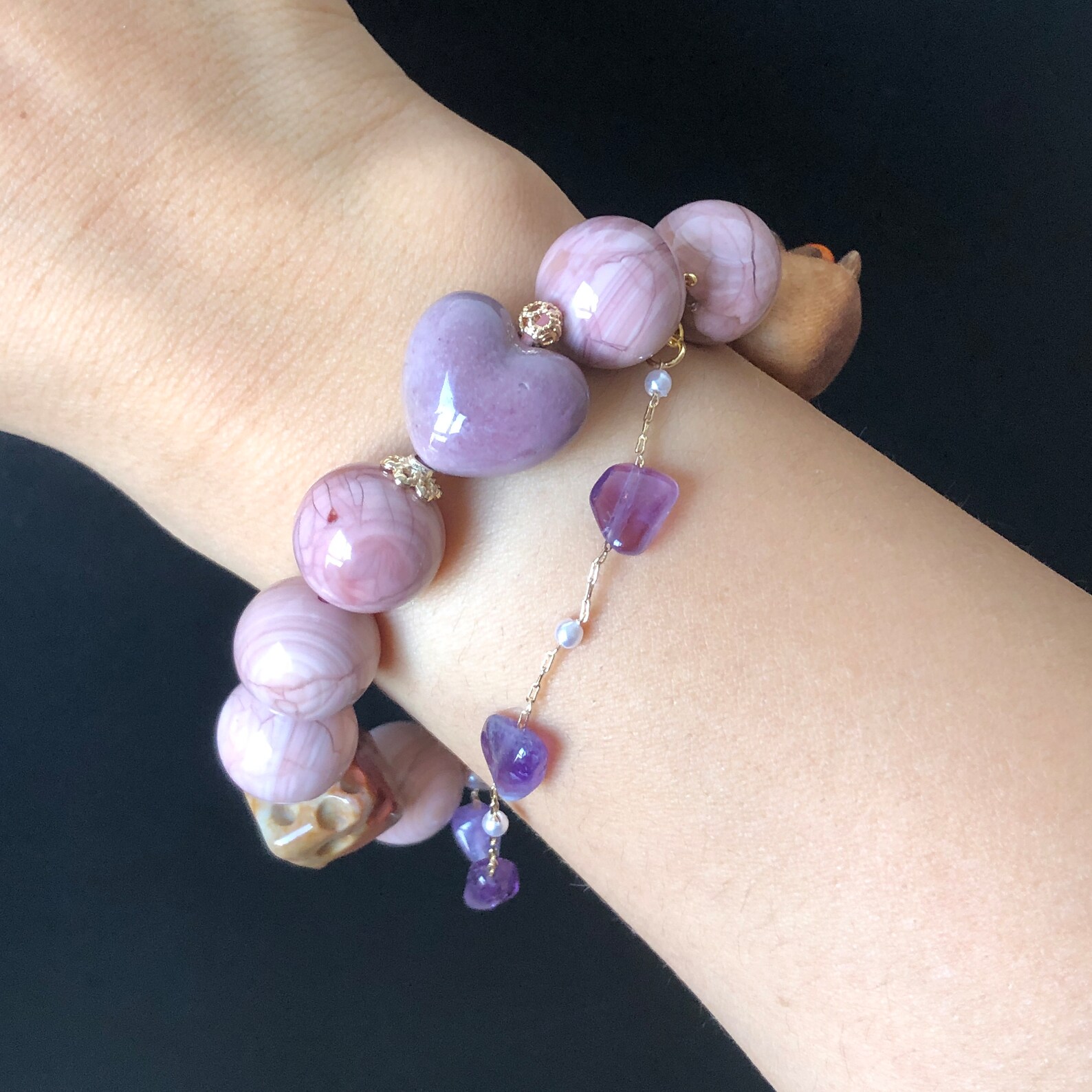Alashan Agate Bead With Hamster Deer Antlers Charm 2 Way Crystal ...
