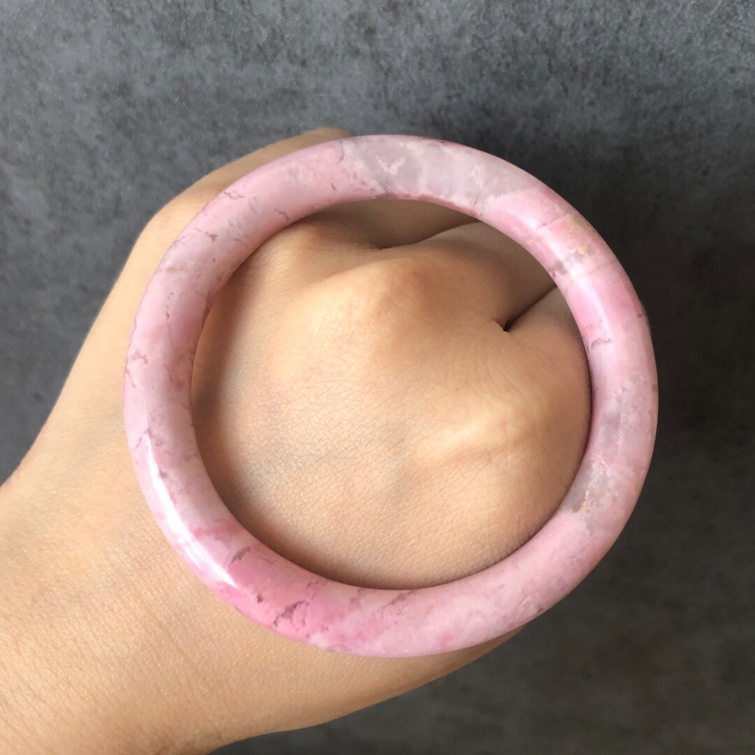 54.3mm Premium Natural Rhodonite Stone Bangle Bracelet | Flowers in the ...