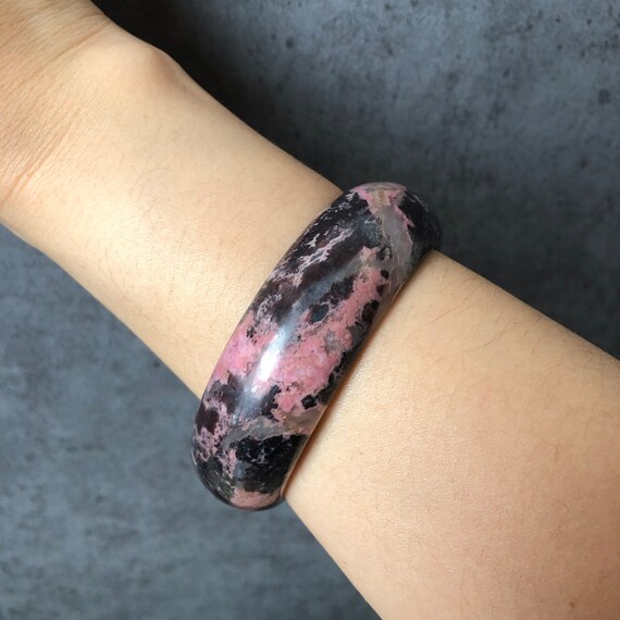 62.4mm High Quality Natural Rhodonite Bangle Dark Goddess - Etsy