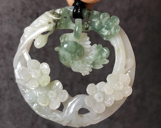 Movable! Certified Natural Xiu Jade Serpentine Hand Carved Magpie Bird ...