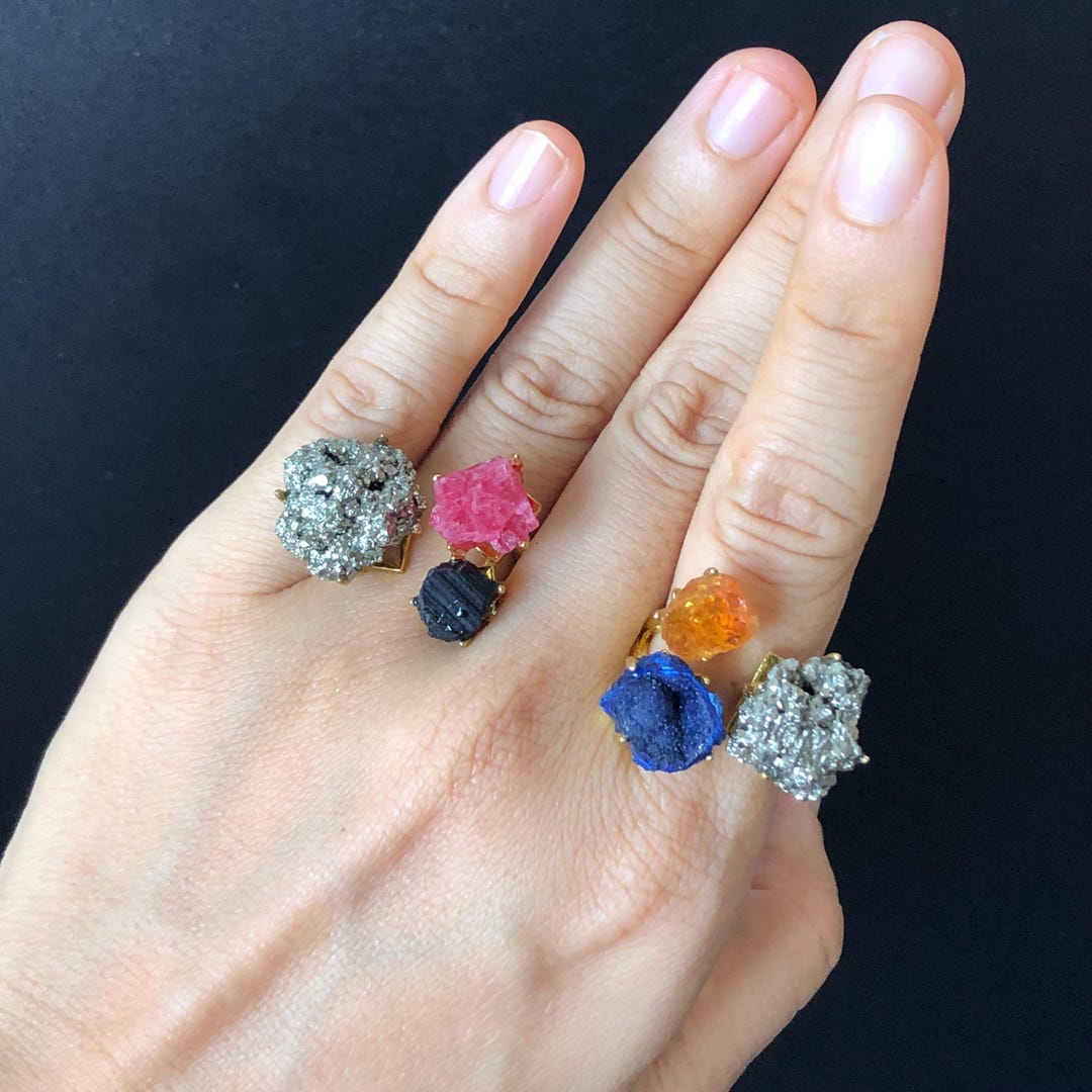 Raw Chalcopyrite, Black Tourmaline, Rhodonite, Citrine, Azurite Crystal ...