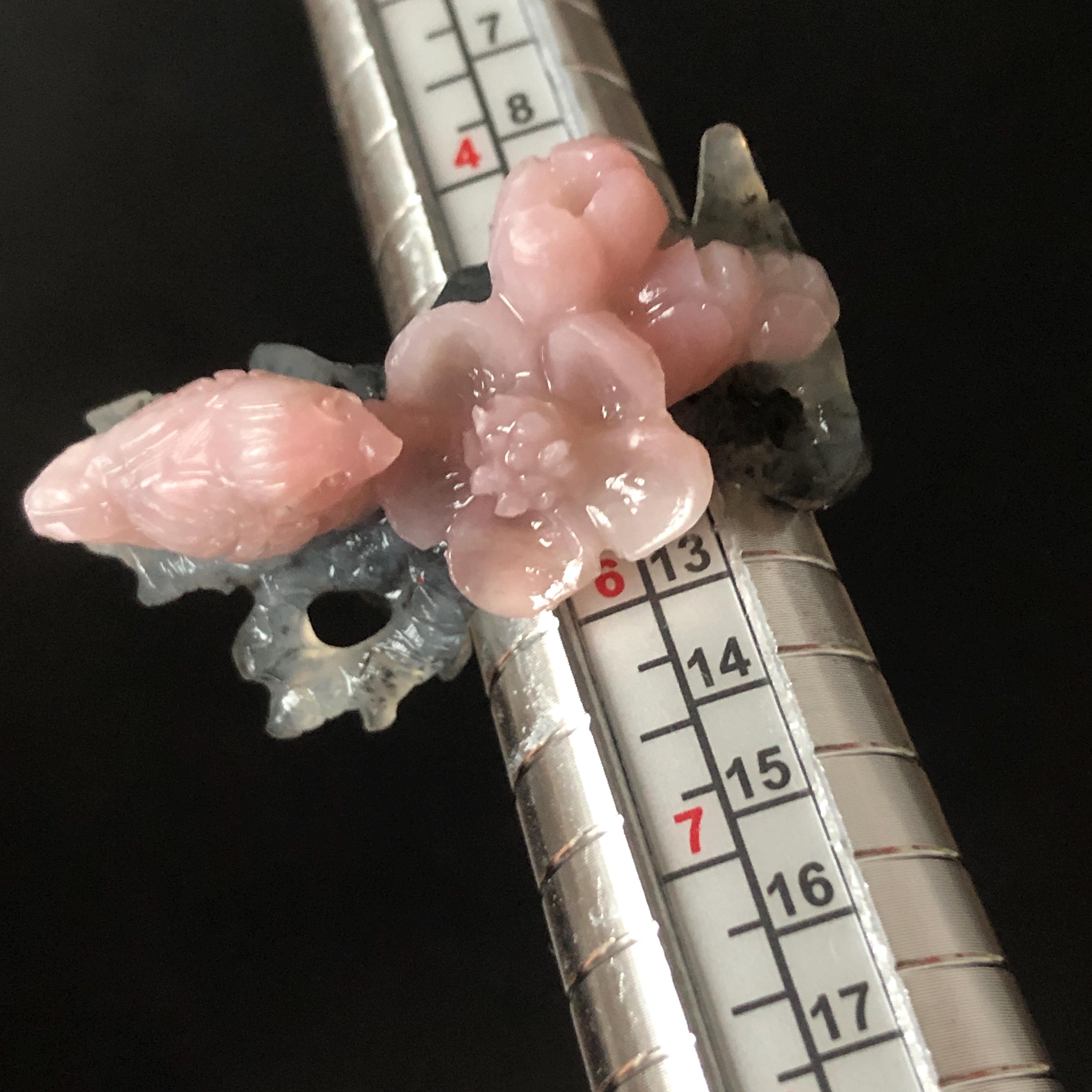 Custom Size! Xiu Jade Serpentine Hand Carved Bird Flower Stone Ring ...