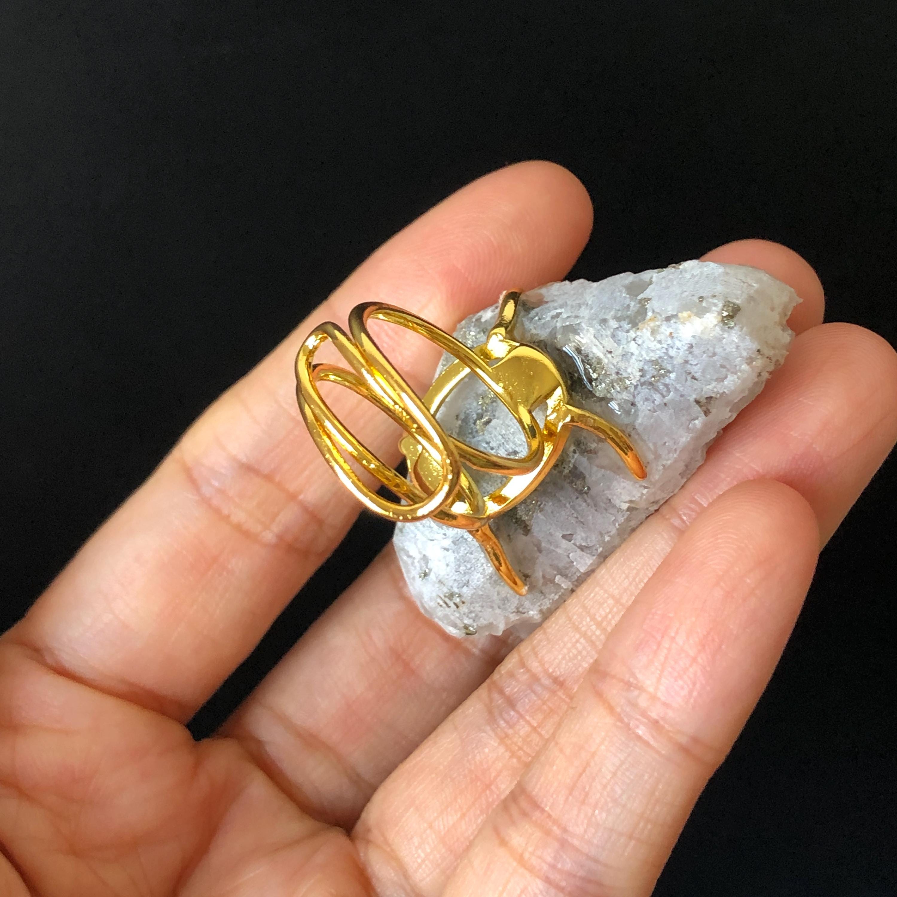 Raw Chalcopyrite and Clear Quartz Crystal Ring | Raw Stone Ring ...