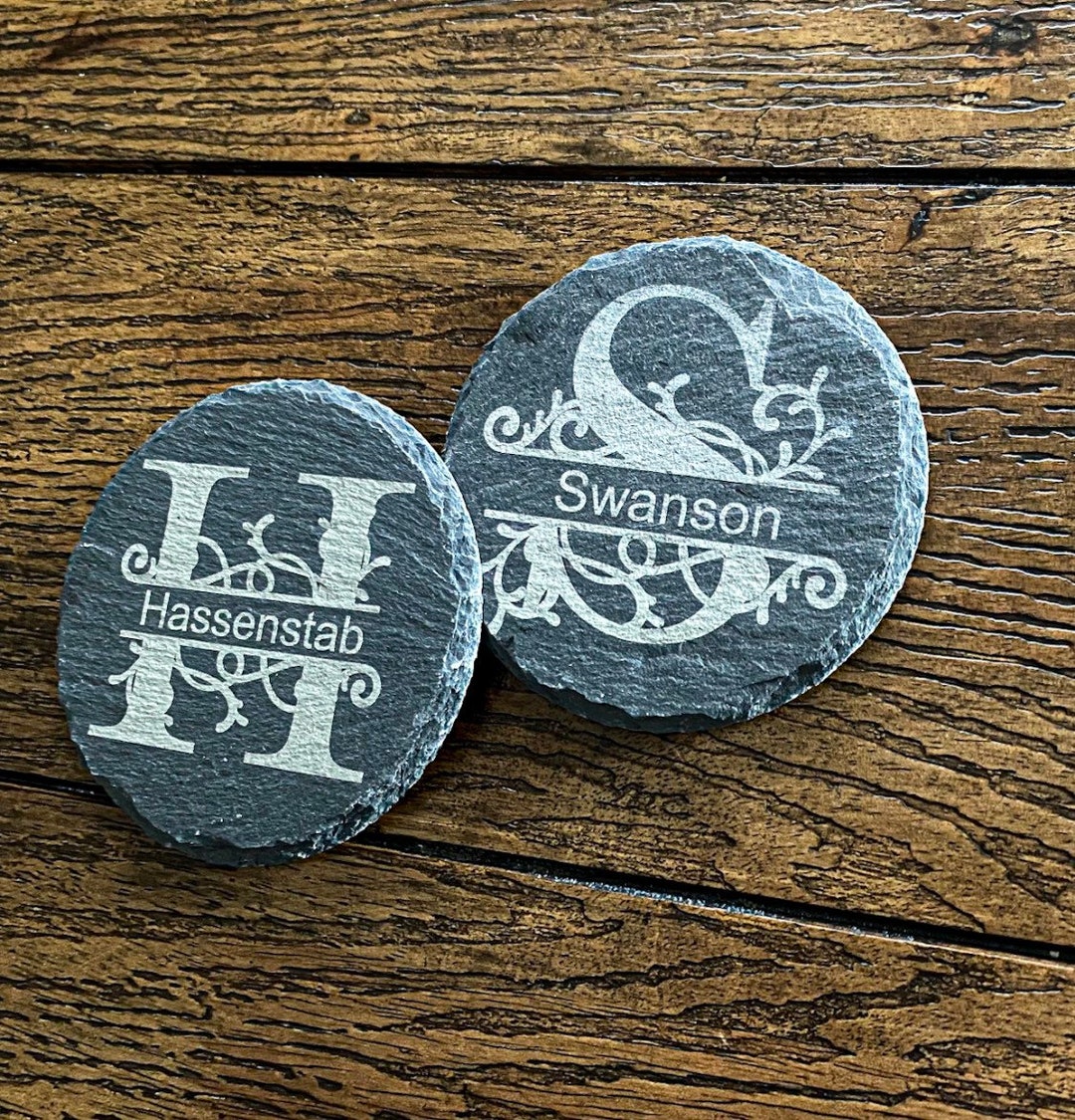 Personalized Stone Coasters, Slate Coasters Set, Monogram Stone ...