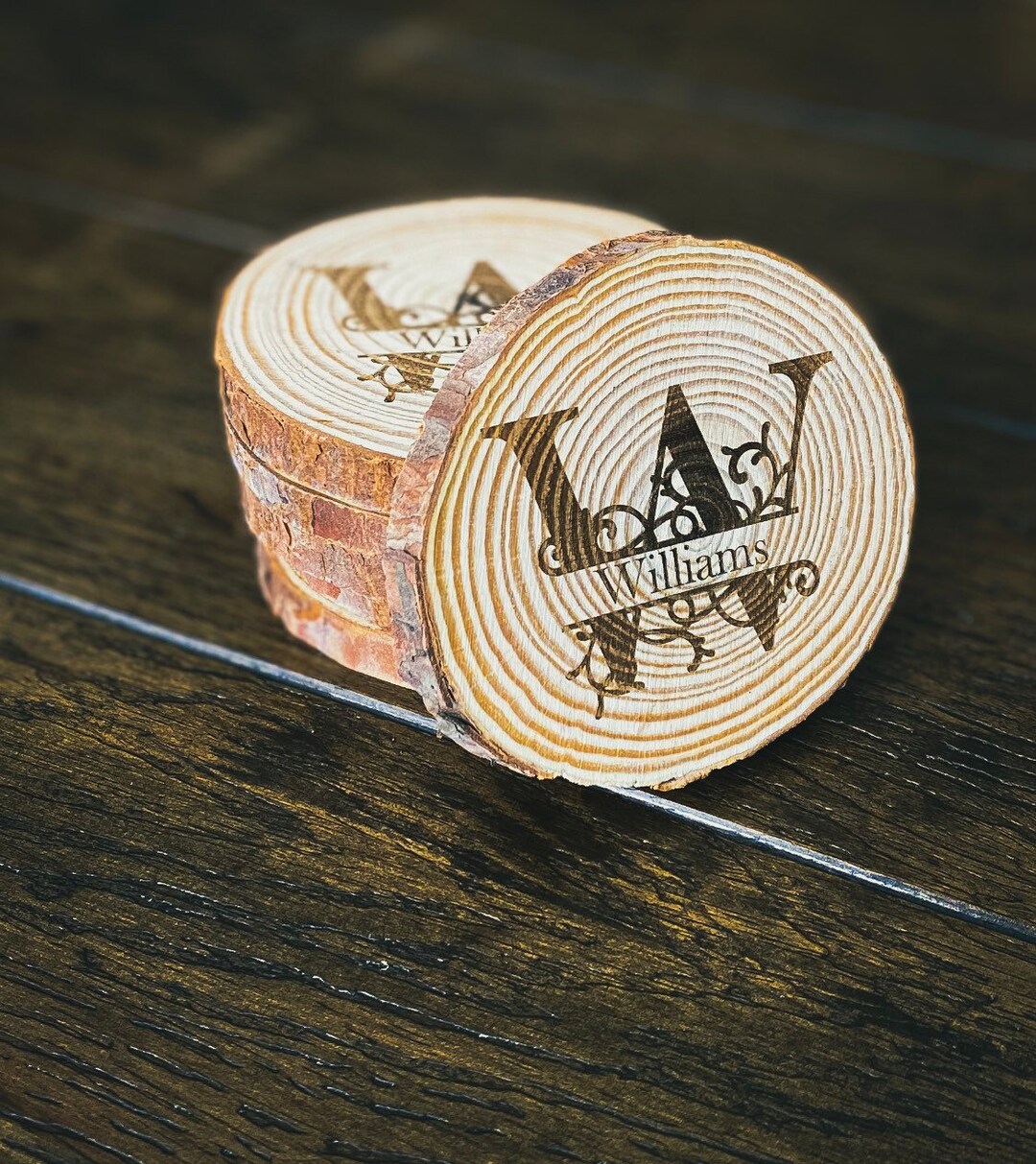 Personalized Wood Coasters, Wood Coasters Set, Monogram Wood Coasters ...