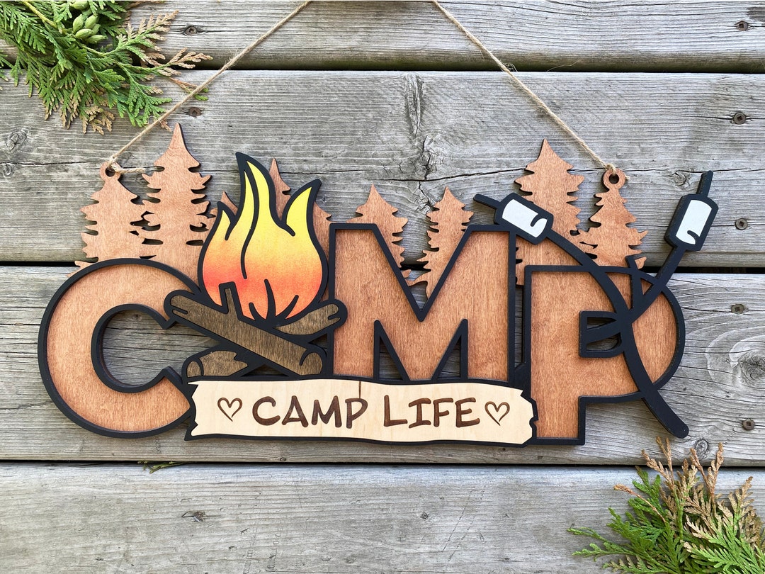 Camping Sign, Camper Decor, Wood Sign Personalized, Lake Sign, Cabin ...