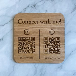 Wooden Engraved QR Code, Business Social Media Sign, Payment Sign ...