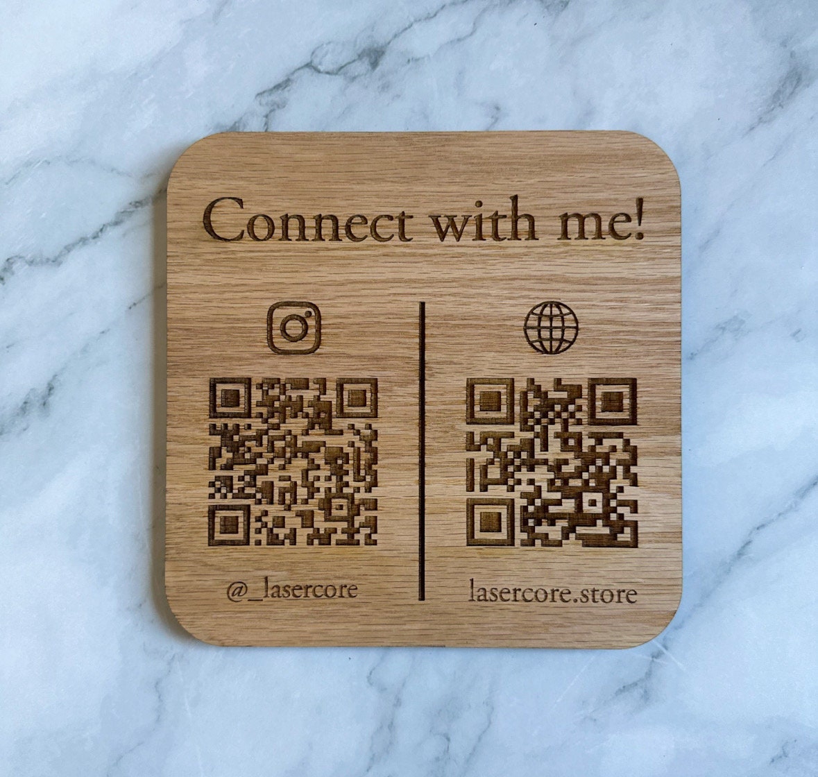 Wooden Engraved QR Code, Business Social Media Sign, Payment Sign ...