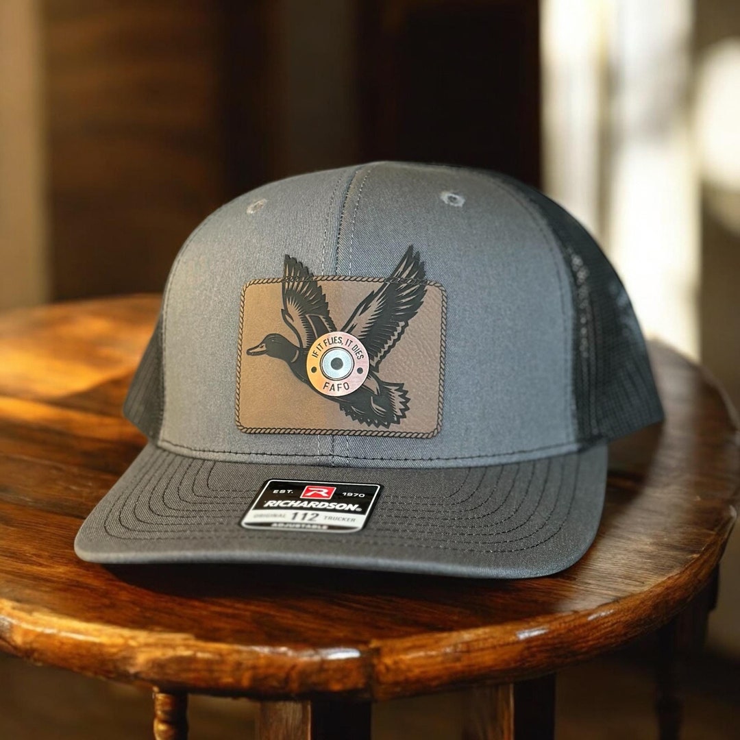 Hunting Custom Leather Patch Hat, Flex Fit Hat, Pheasant Hat, Hats for ...