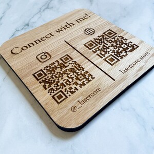 Wooden Engraved QR Code, Business Social Media Sign, Payment Sign ...
