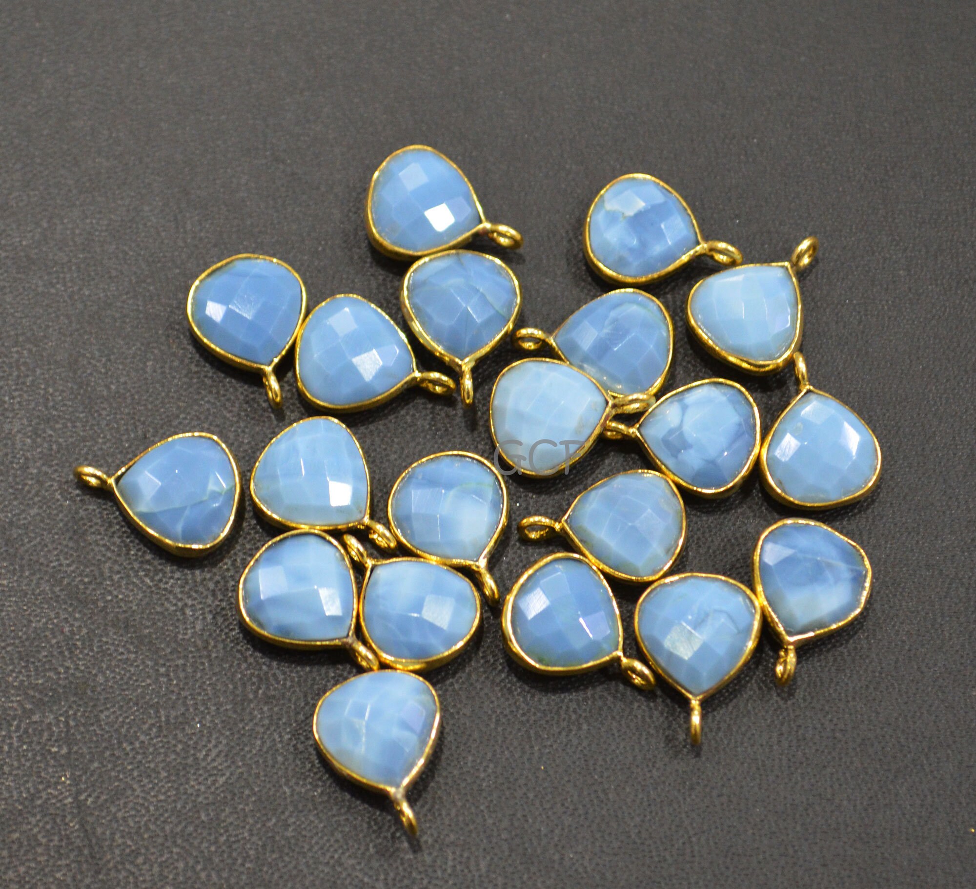 Denim Opal Faceted Heart Shape Connector , Denim Opal Heart Shape ...