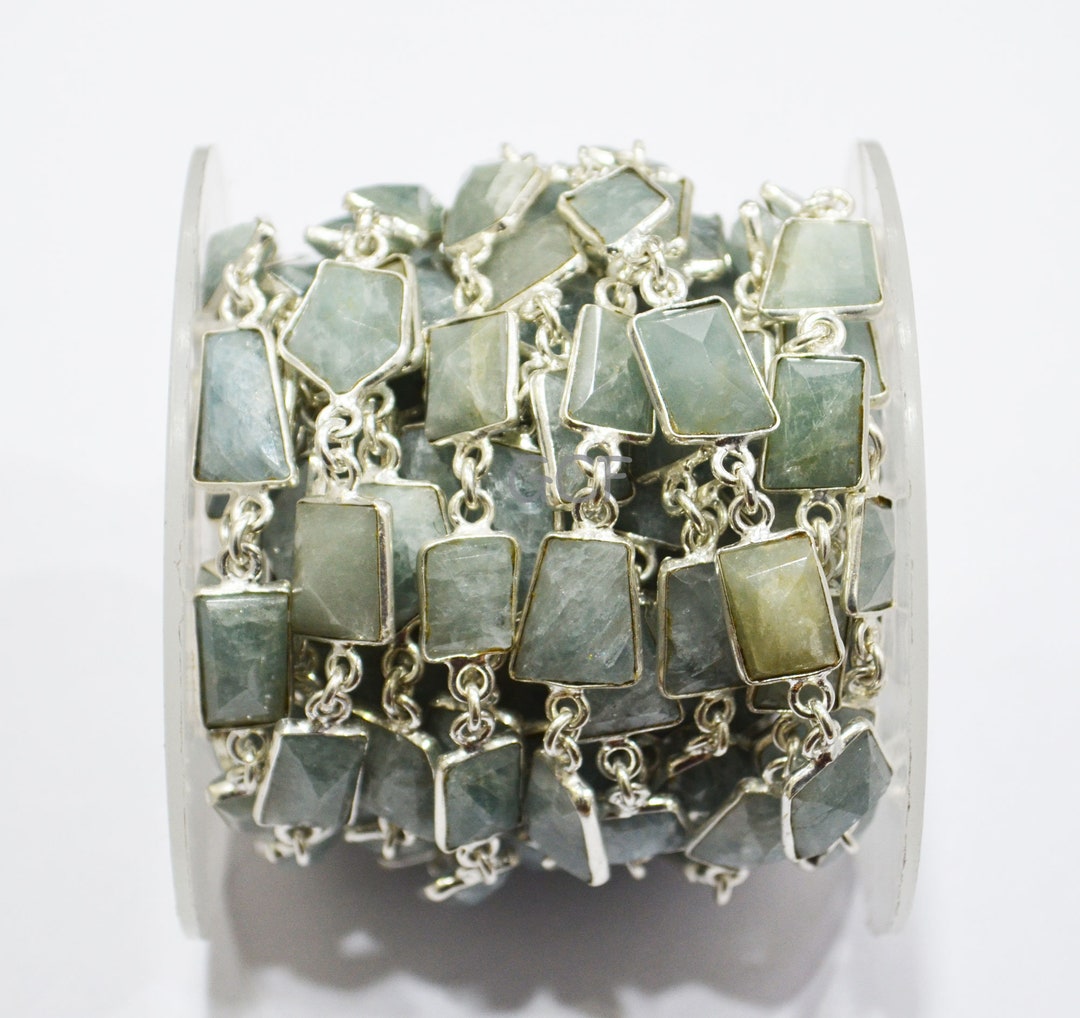 Milky Aquamarine Faceted Fancy Cut Shape Connector Chain , Milky ...