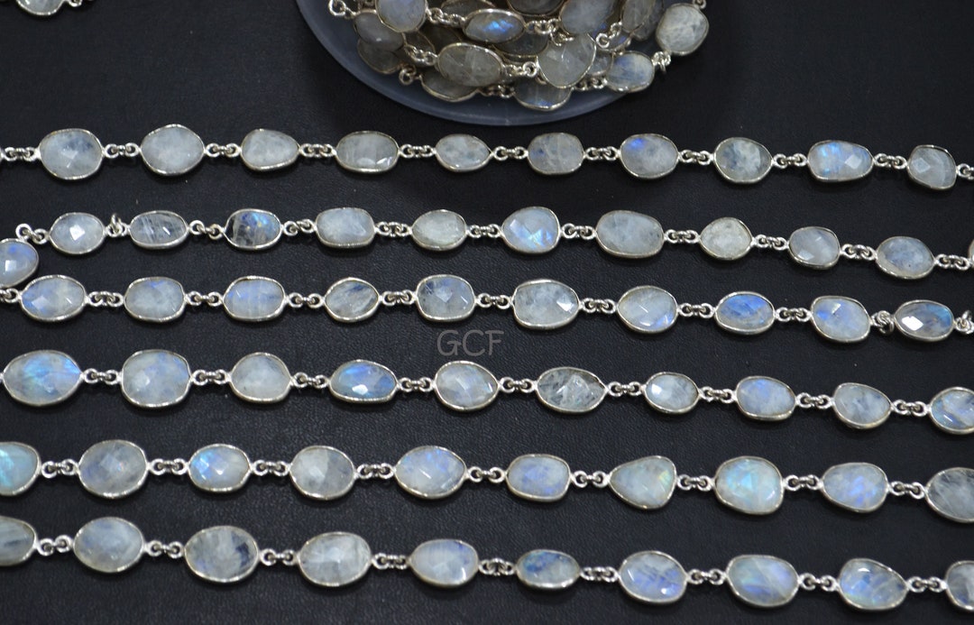 Rainbow Moonstone Faceted Slice Shape Connector Chain , Rainbow ...