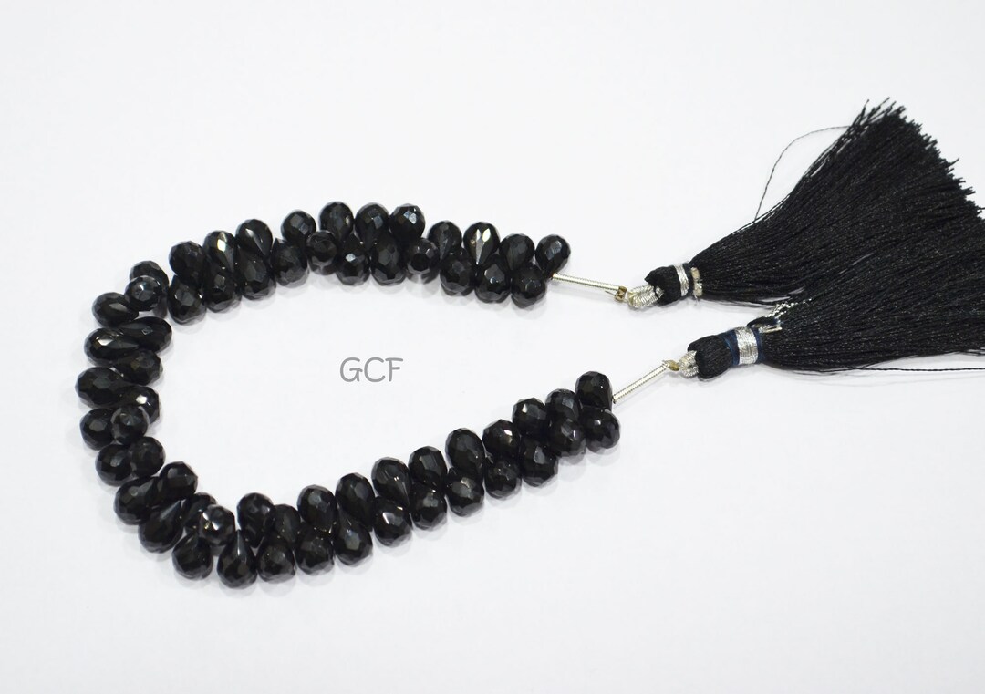 Black Spinel Side Drill Tear Drops Shape Beads , Black Spinel Faceted ...