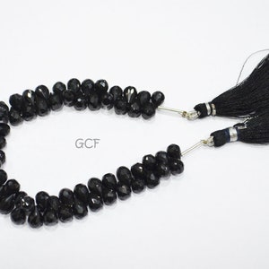Black Spinel Side Drill Tear Drops Shape Beads , Black Spinel Faceted ...
