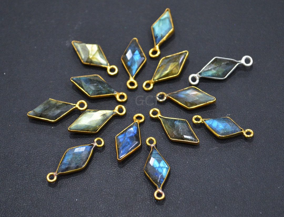 Flashy Labradorite Faceted Diamond Shape Double Bail Connector ...