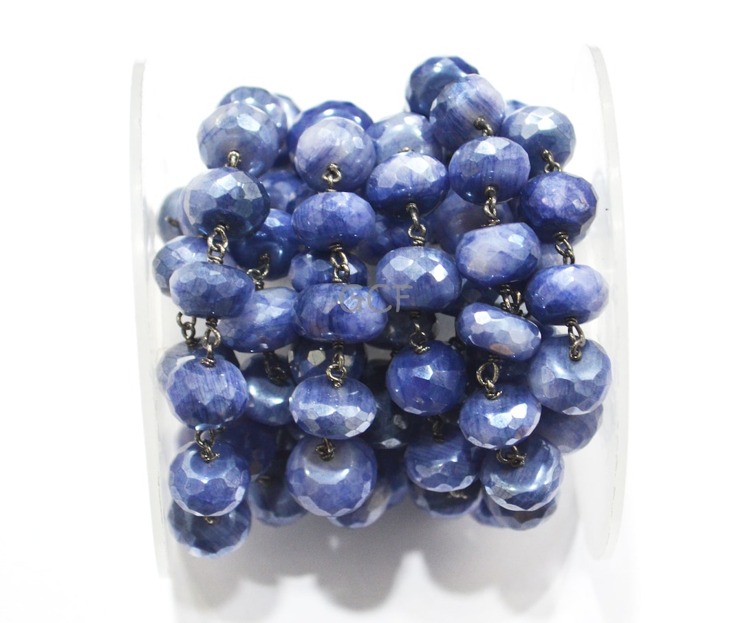 Mystic Sapphire Moonstone Faceted Rondelle Rosary Chain , Mystic ...