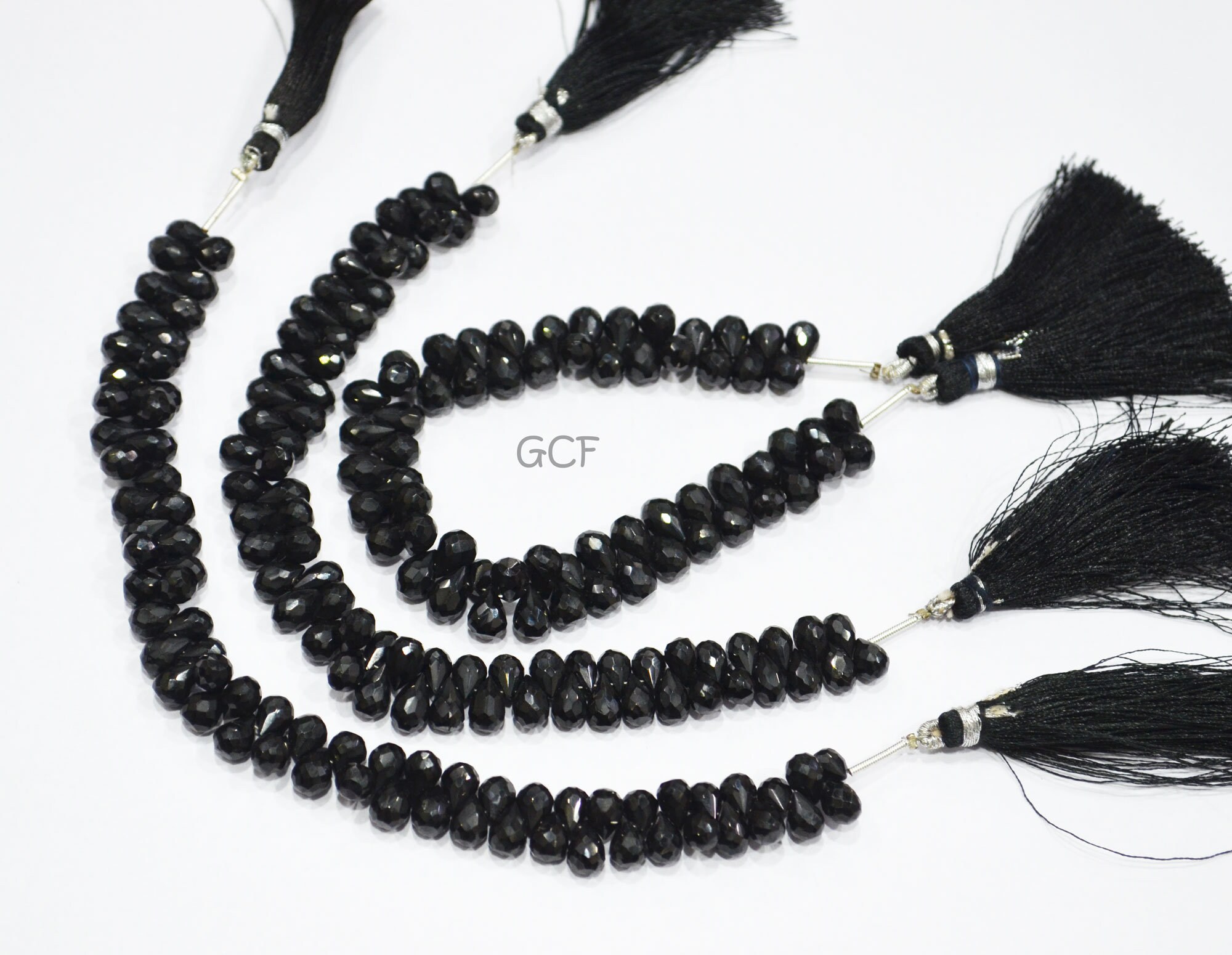 Black Spinel Side Drill Tear Drops Shape Beads , Black Spinel Faceted ...