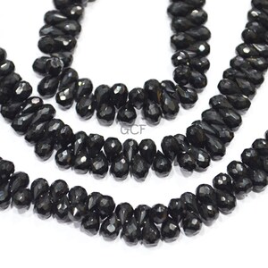 Black Spinel Side Drill Tear Drops Shape Beads , Black Spinel Faceted ...