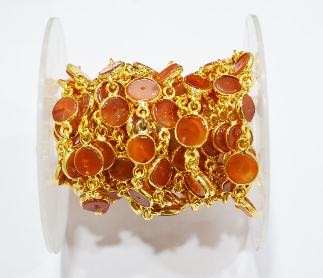 Carnelian Smooth Donut Coin Shape Connector Chain , Carnelian Coin ...