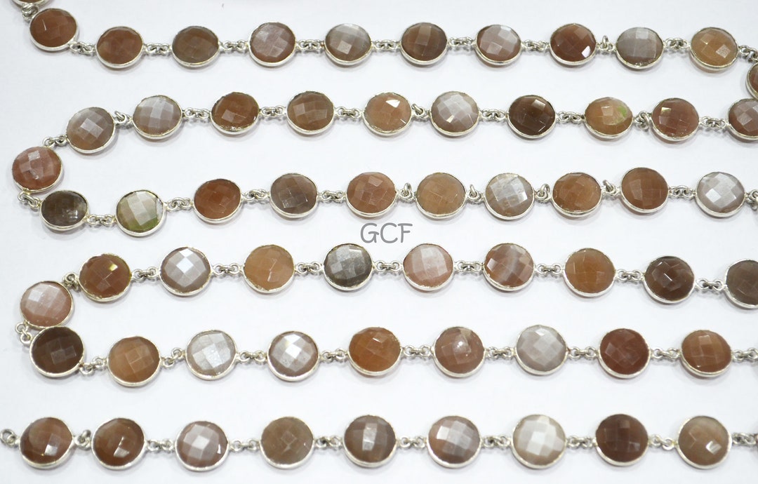 Chocolate Moonstone Faceted Round Shape Connector Chain , Chocolate ...