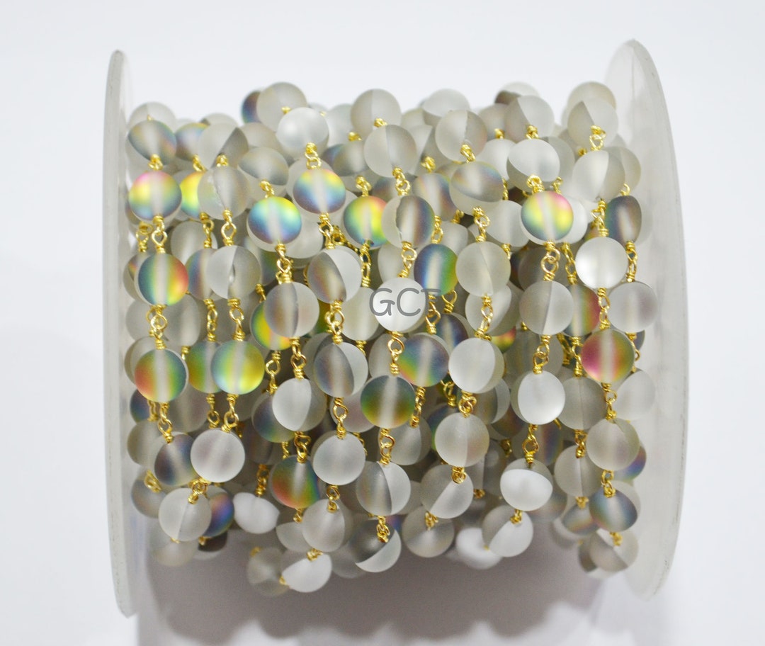 White and Grey Doublet Hydro Glass Smooth Rosary Chain , White and Grey ...