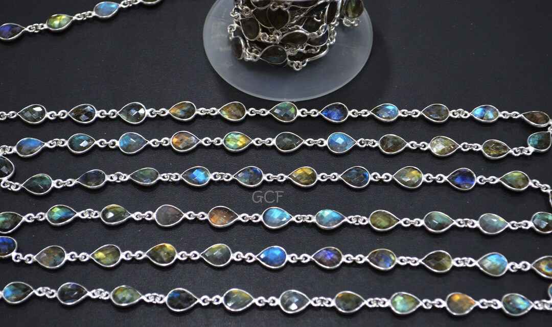 Labradorite Faceted Pear Shape Connector Chain , Labradorite Pear Shape ...