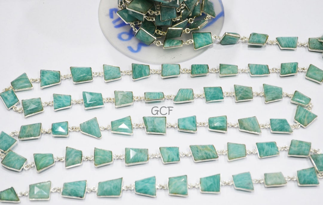 Amazonite Faceted Fancy Cut Shape Connector Chain , Amazonite Fancy Cut ...