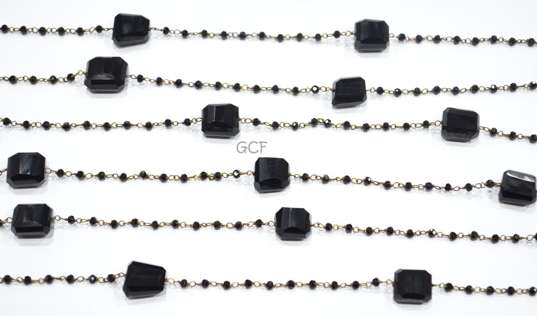 Black Onyx Laser Cut Nuggets Shape Rosary Beaded Chain , Black Onyx ...