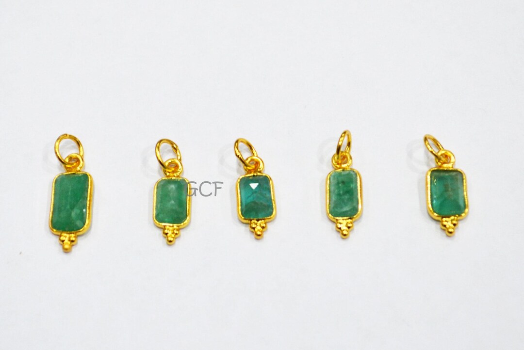Natural Emerald Cut Baguette Shape Single Bail Connector , Natural ...