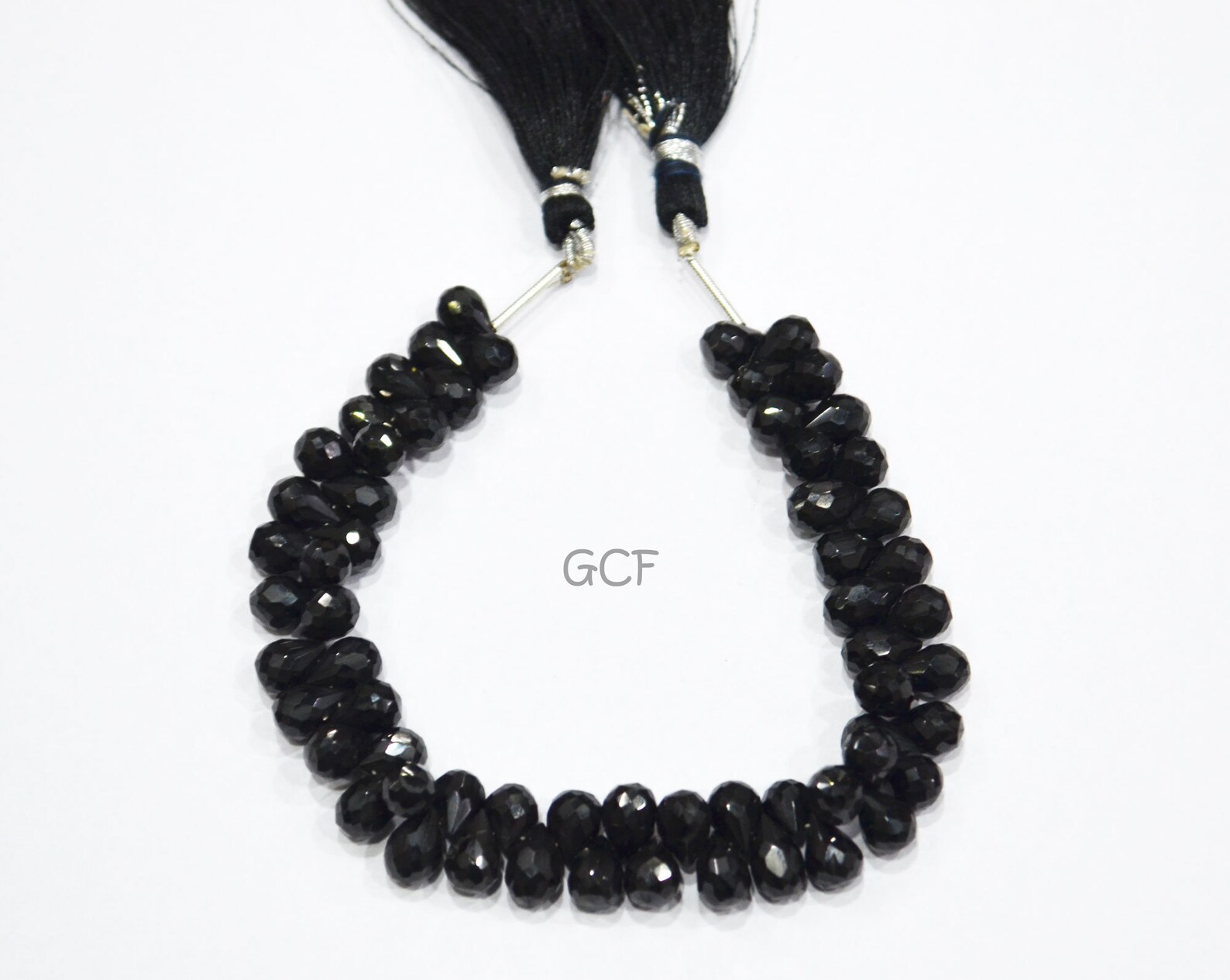 Black Spinel Side Drill Tear Drops Shape Beads , Black Spinel Faceted ...