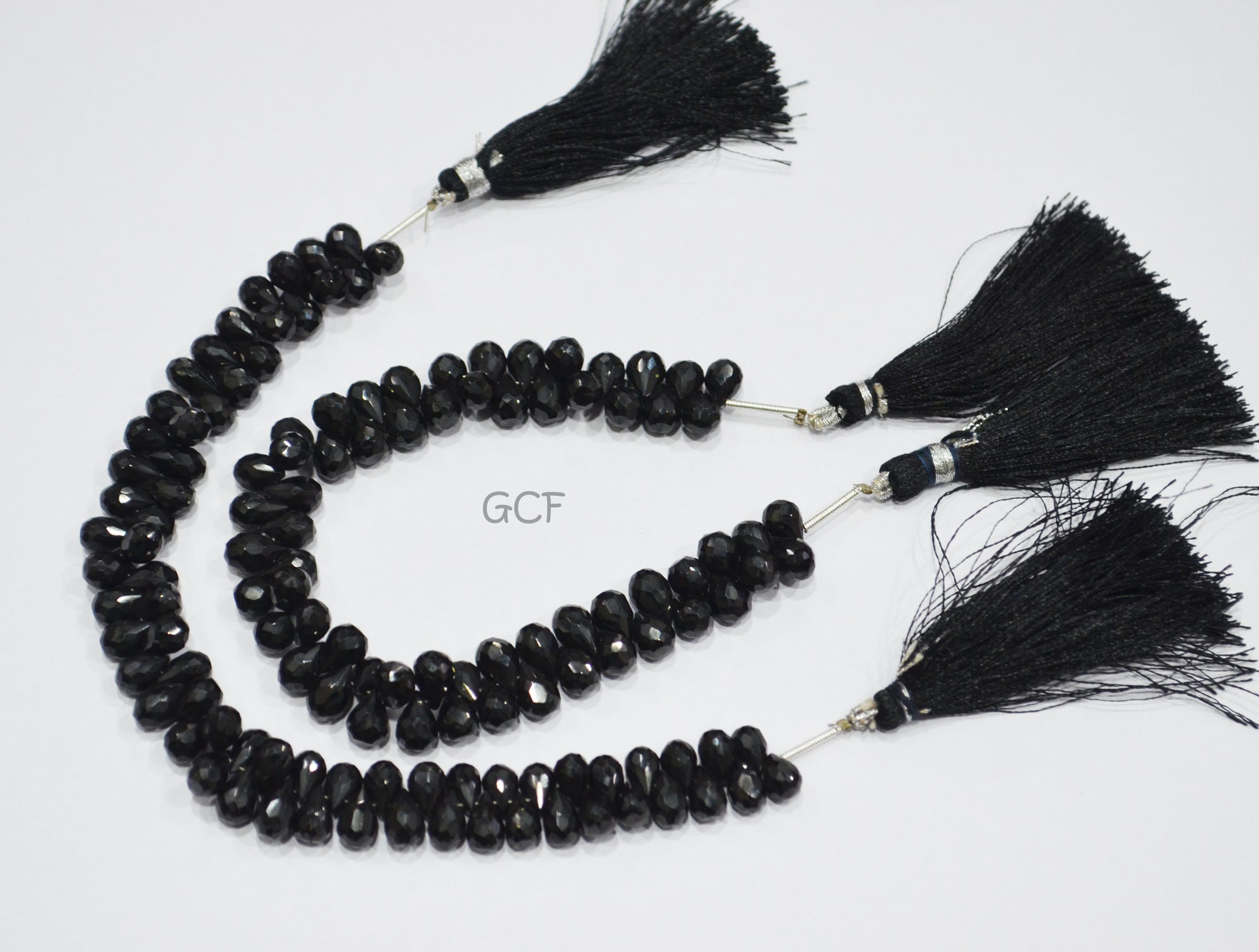 Black Spinel Side Drill Tear Drops Shape Beads , Black Spinel Faceted ...