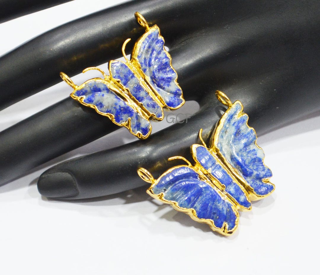 Lapis Lazuli Electroplated Butterfly Pendant ,lapis Lazuli Carved ...