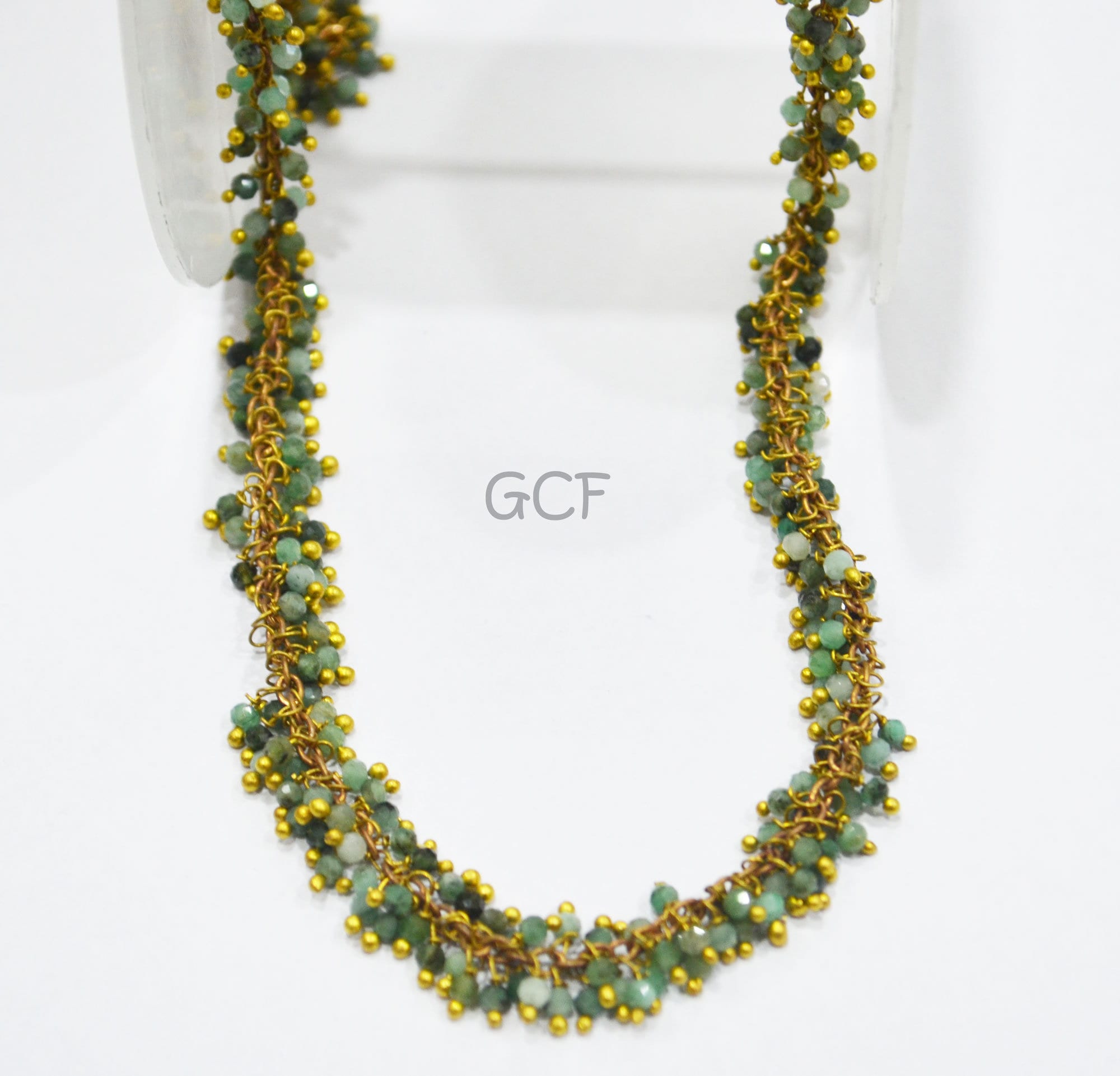 Emerald Faceted Round Shape Beaded Grape Chain Emerald - Etsy