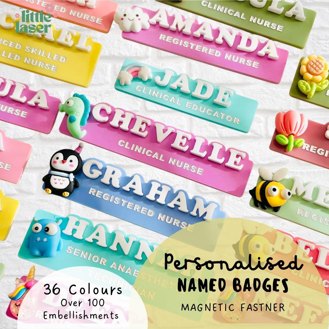 Personalised Acrylic Name Badge: Custom Engraved and Embellishments ...