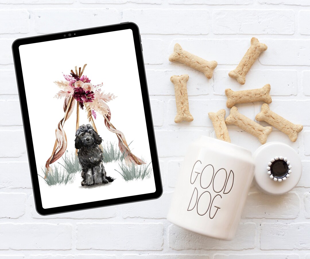Doodle Pup Under Floral Arch Digital Download Printable - Etsy