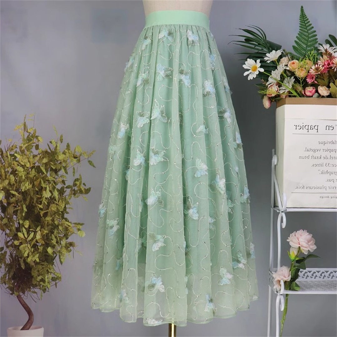3D Butterfly Skirts, Fluffy Layered Tukke Skirt, Handmade Prom Skirt ...